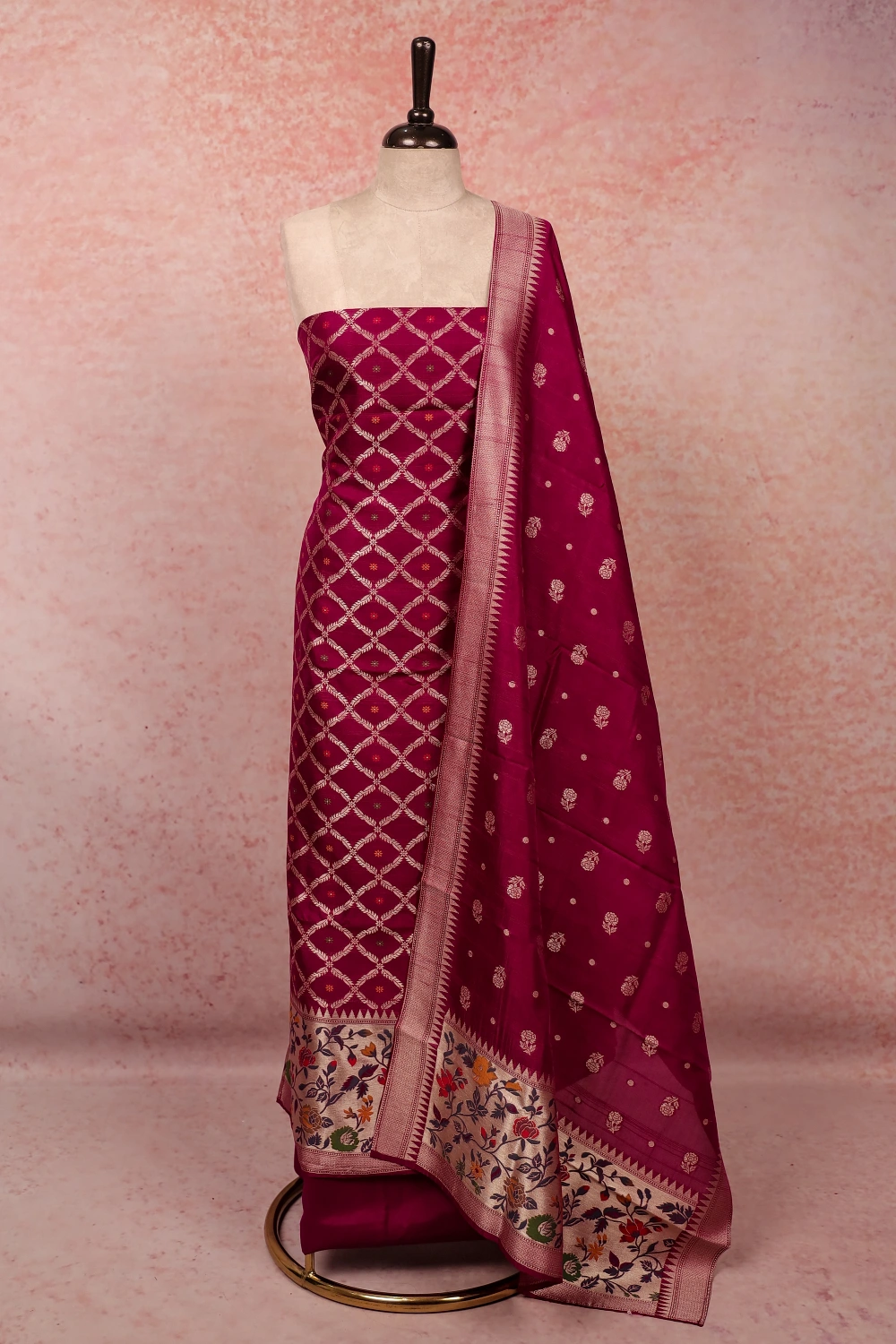 Purple Banarasi Designer Body Unstitched Churidhar Material - Seematti ...