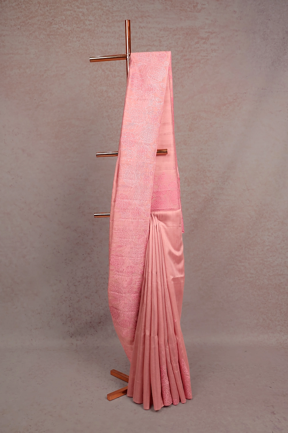 Rose Color Semi Jute Saree - Seematti Textiles
